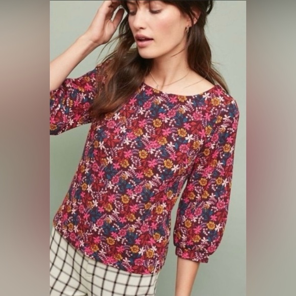 Maeve | Tops | Maeve Decatur Textured Floral Print 34 Sleeve Top | Poshmark